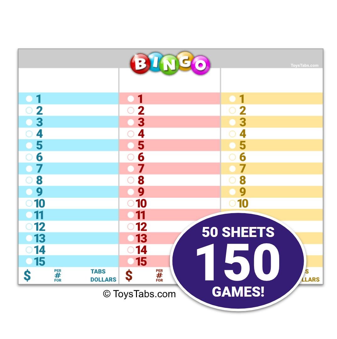1-15 Numbered Bingo Notepad | Toys Tabs Bingo Notepads & Accessories